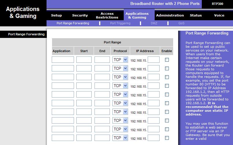 Prosze o sprawdzenie konfiguracji routera LINKSYS RTP300
