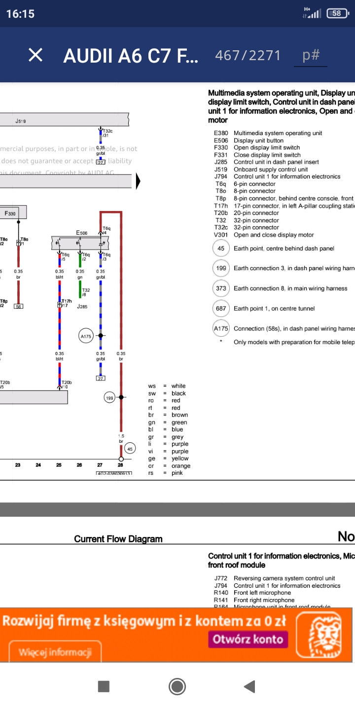 Audi A6 c7 2012r - Problem z oświetleniem wnętrza - elektroda.pl