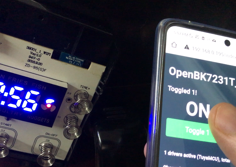 OpenBeken on BW-AF1 fryer with WiFi - interior, TYWE3S/WB3S, configuration