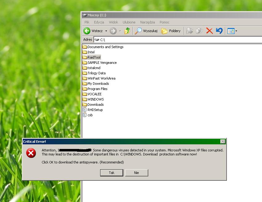 Błąd Critical error! Attention po instalacji programu - wirus ie-av.exe?