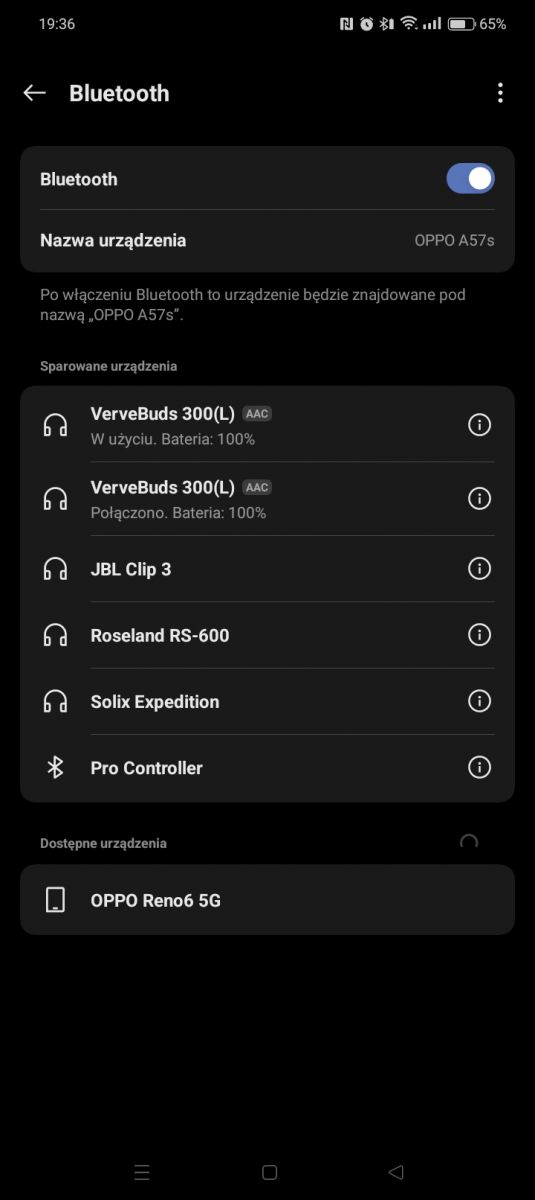 Jak sparować dwie lewe słuchawki Motorola Verve Buds 300 z Oppo A57s?