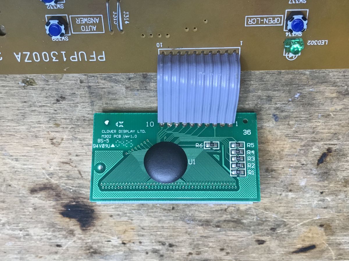 Wyświetlacz LCD ze starego faksu, M302 Clover Display, pinout, uruchomienie