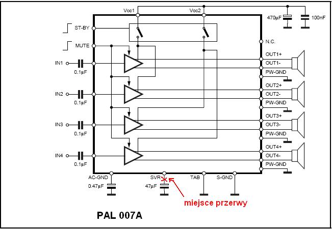 PAL007A - Zanik dźwięku po 20 min, pęknięcie ścieżki a uszkodzenie układu?