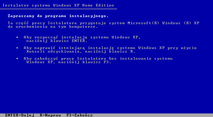 Instalacja Microsoft Windows XP Home i Professional Edition.
