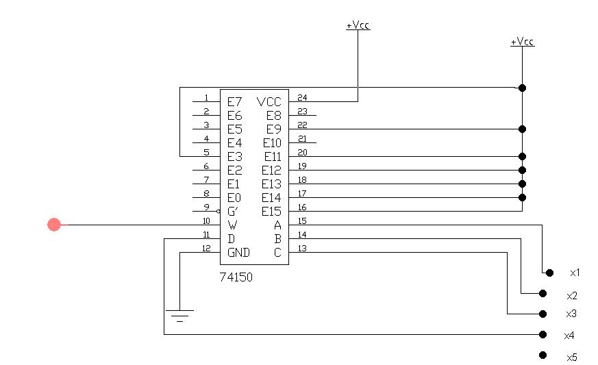 Realizacja funkcji logicznej na multiplekserze 74150