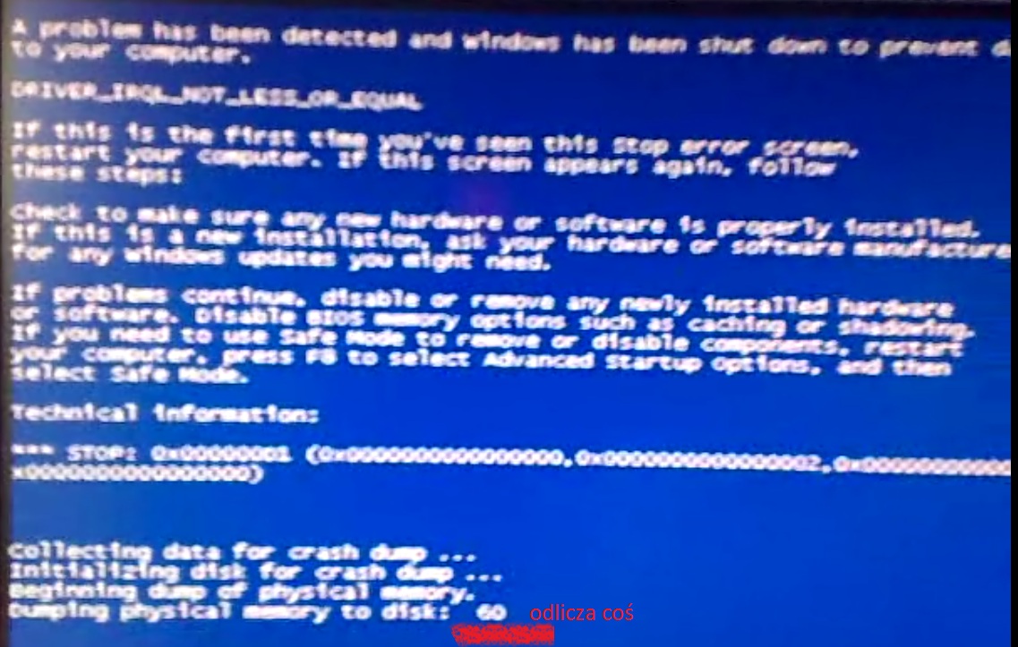 BlueScreen driver_irql_not_less_or_equal Psyhical memory Wi7