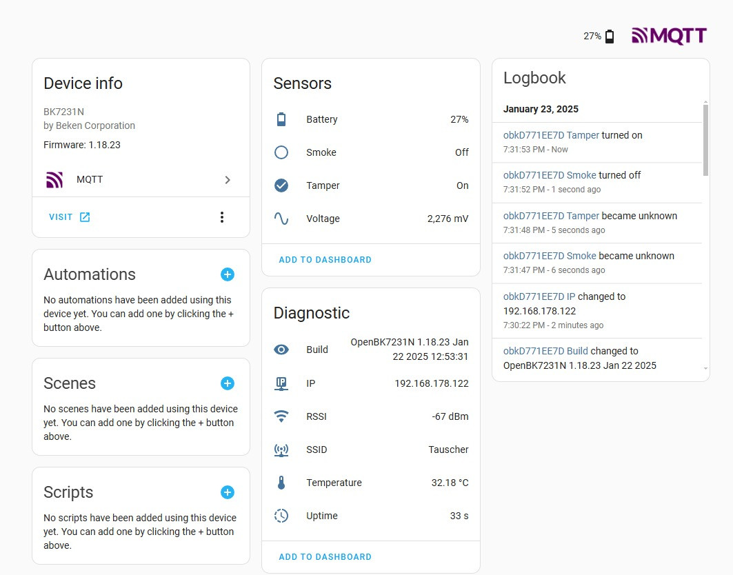 OpenBeken on WiFi Smoke Detectors (Tuya CBU Chip) - ESP8266 Alternative ...