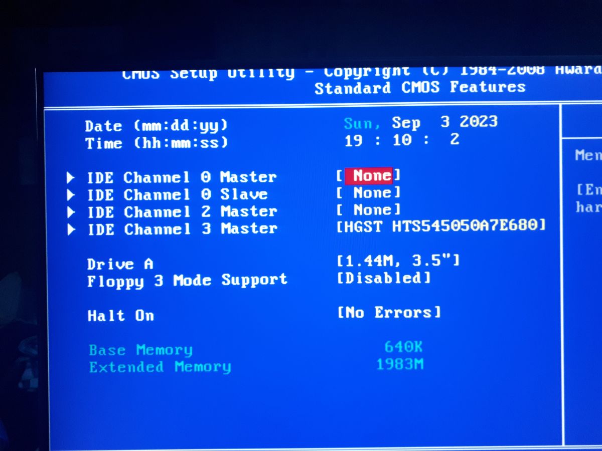 Błąd Verifying DMI Pool data na płycie głównej Gigabyte GA-M61PME-S2 ...