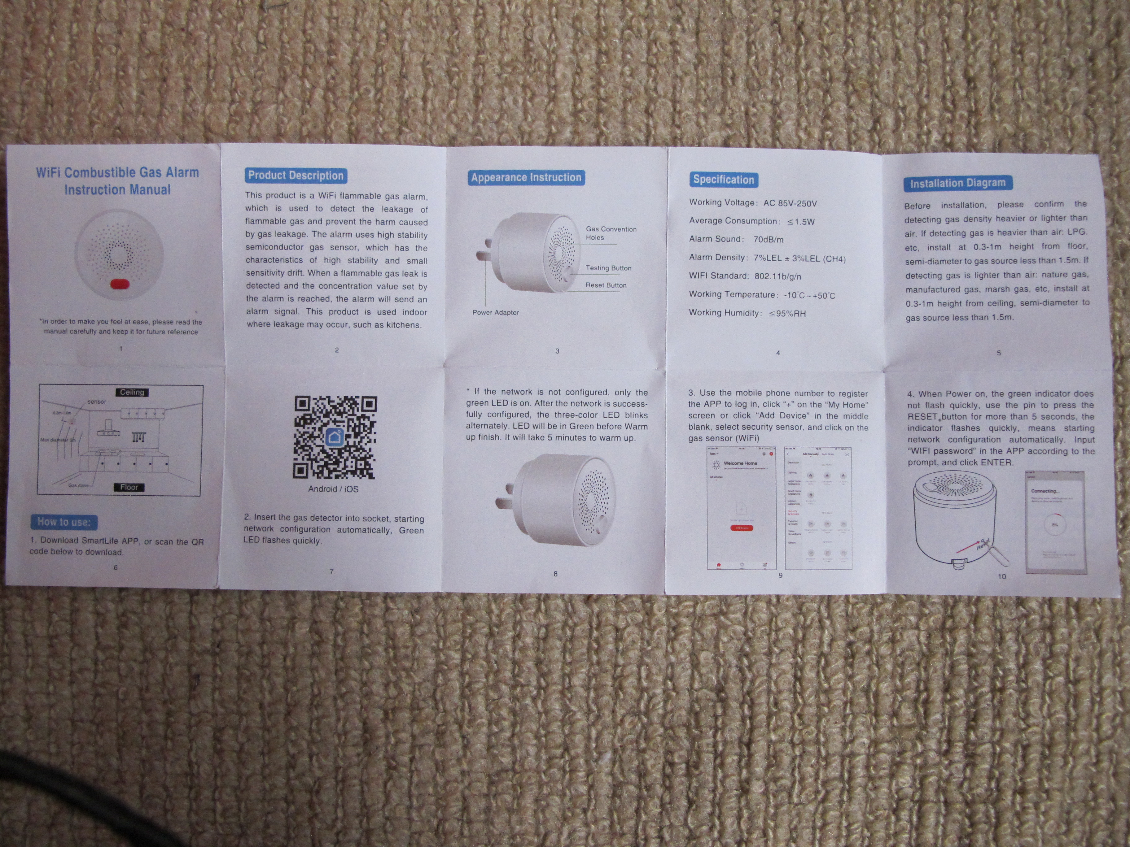 Tuya Combustible Gas Alarm DY-RQ400A WB2S Setup, Features, and Data ...