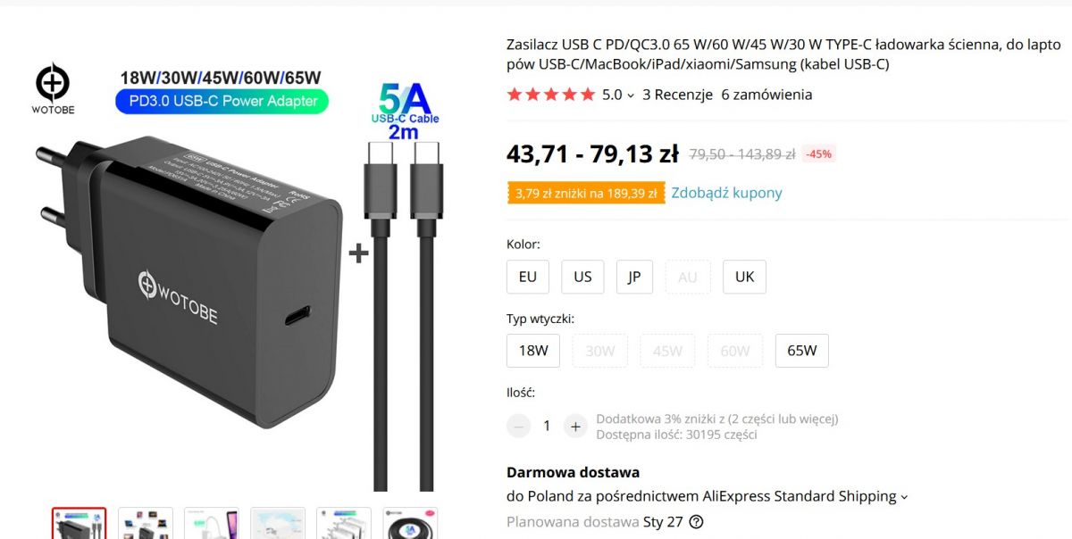 [Rozwiązano] 80000mA/h - Chiński power bank i USB C QC -jaką ładowarkę ...