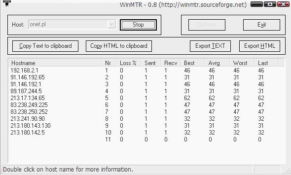 WinMtr test łącza. Co to jest Recv, Avrg, Worst i Last?