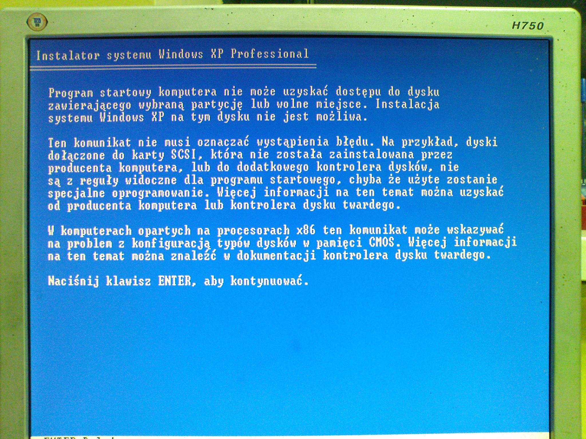 Jak zainstalować Windows XP na dysku USB Philips GoGear 160GB?