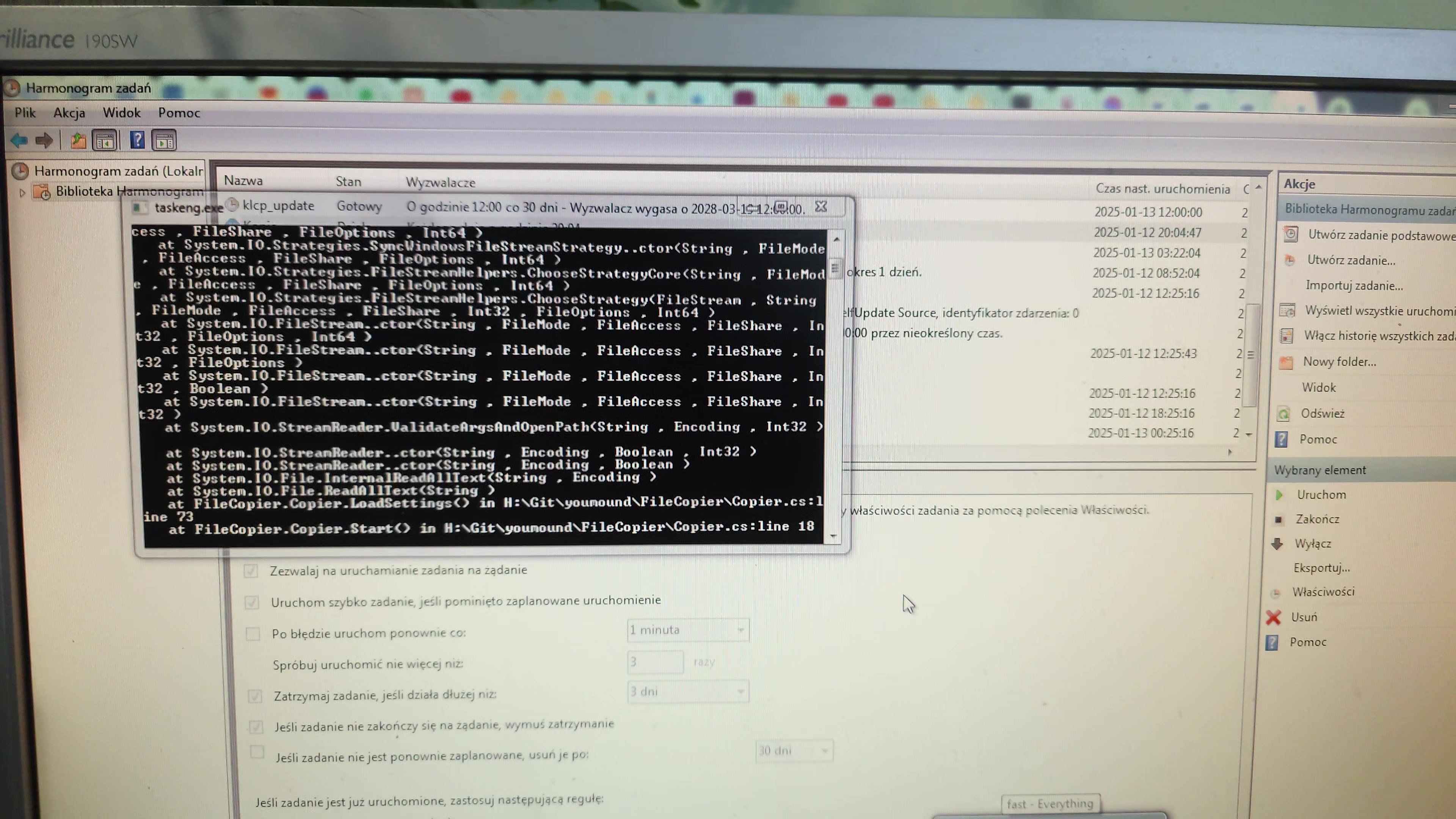 Jak odczytać pełny kod błędu programu z harmonogramu zadań Windows?