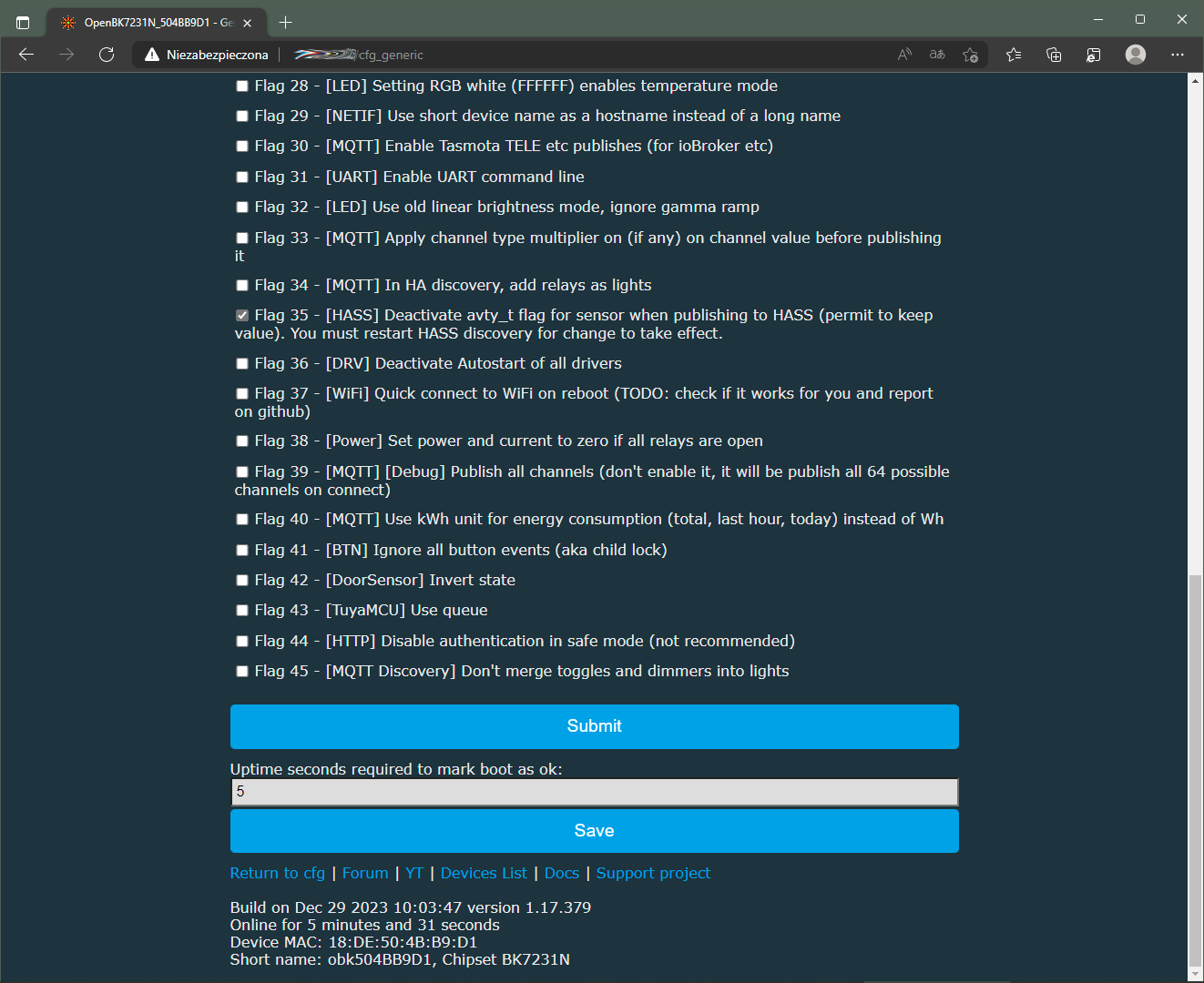 Termometr WiFi z SHT30 - opis wgrania OpenBK, integracji z Home Assistant i zasilenia z 18650
