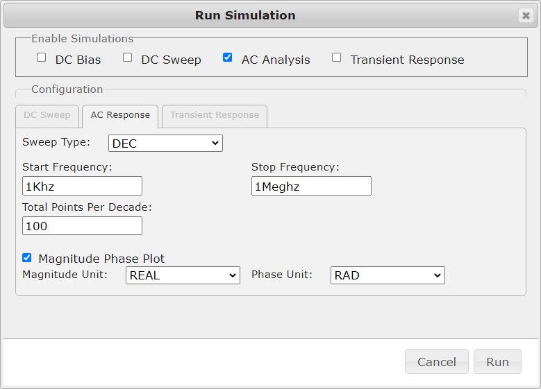 AC Analysis with PartSim