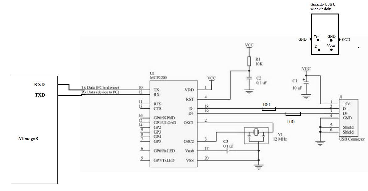 ATmega8 i MCP2200 - Brak połączenia USART=>USB, jak rozwiązać?