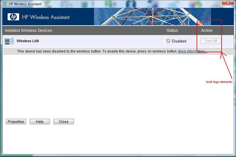 HP Pavilion dv6-1230us i Vista HP - nie włącza się WiFi