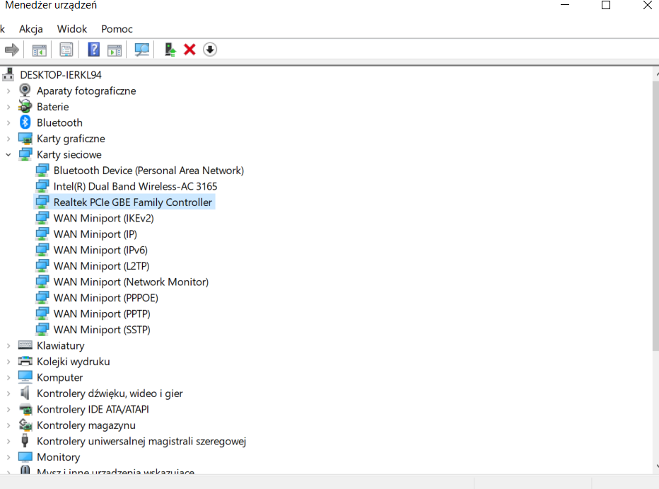 Po Aktualizacji sterowników Realtek PCI GbE Family Controller siec ...