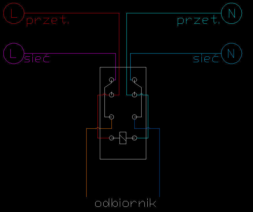 Automatyczny przełącznik zasilania między siecią a przetwornicą na ...