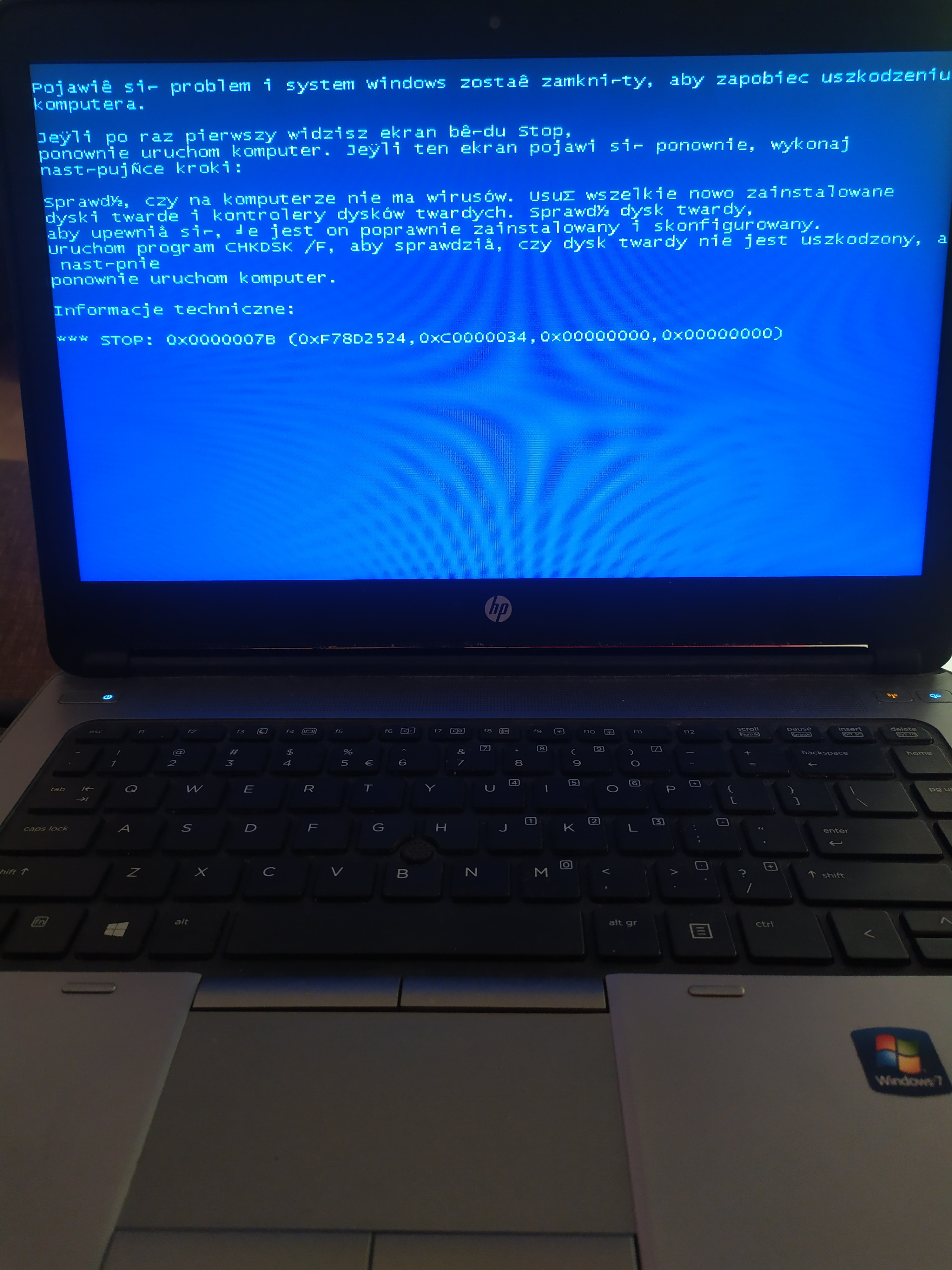 HP probook 645 - Nie można zainstalować XP, blue screen brak ...