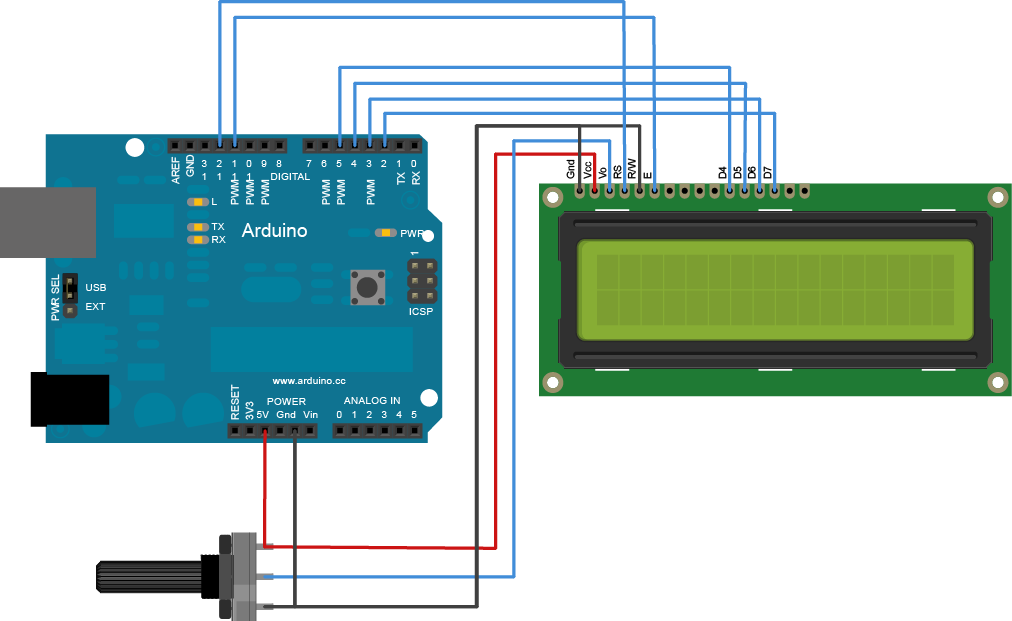 PCF8574An - Arduino LCD I2C: Dlaczego wyświetlacz pokazuje prostokąty?