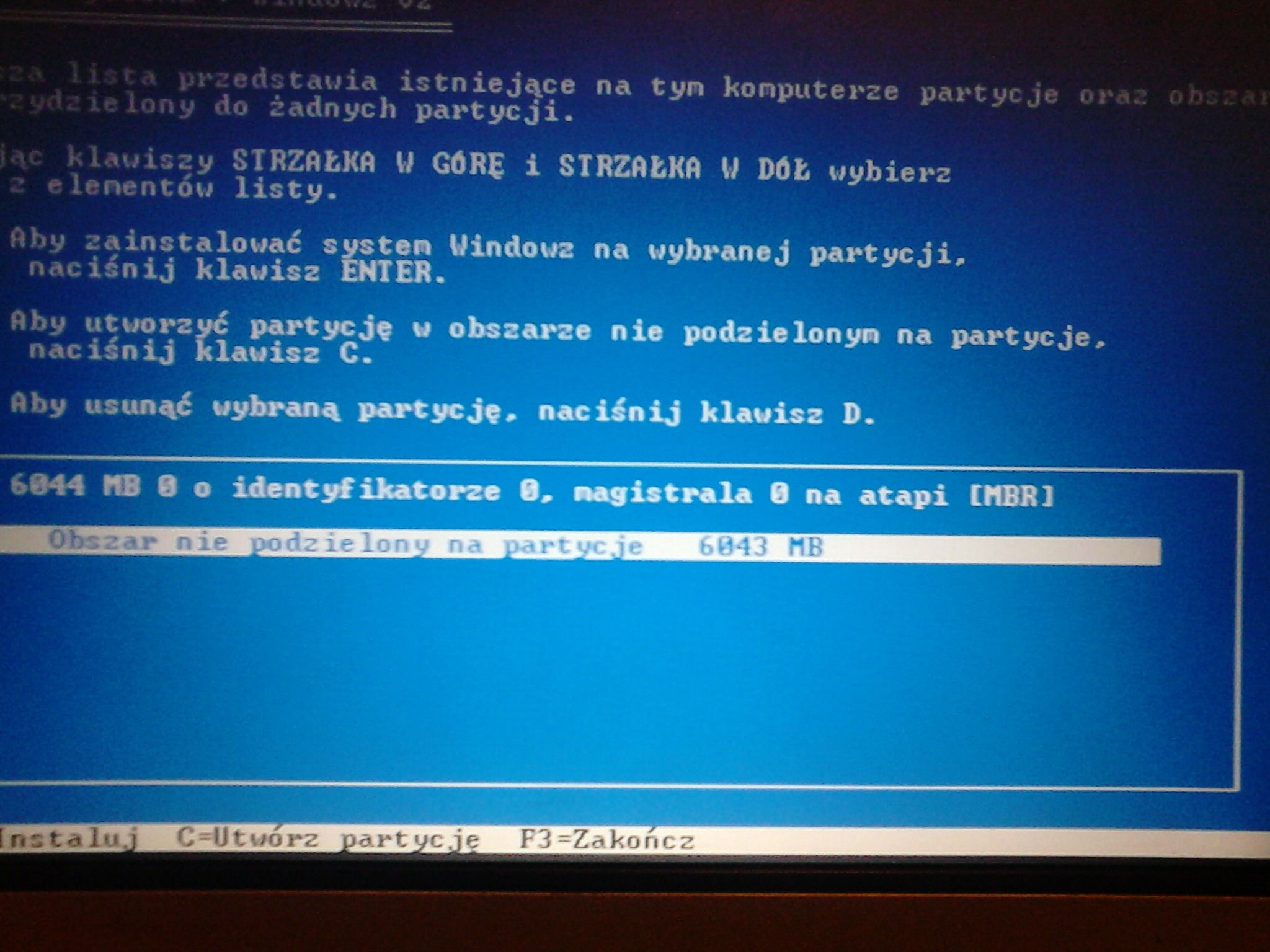 Fujitsu Siemens Amilo L7310W - dysk twardy,system przy instalacji ...