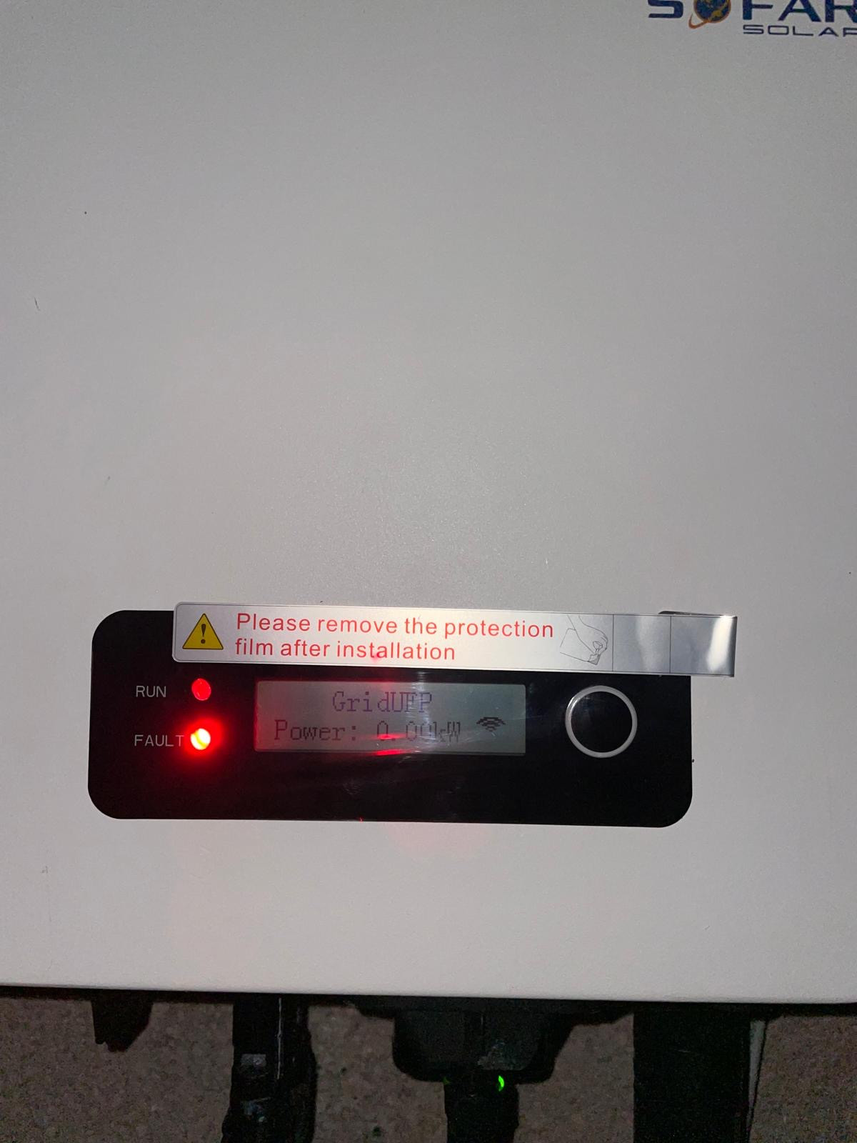 Sofar Solar Inverter GRIDUFP Error: Power Output 0.00KW, 220V Input Issue
