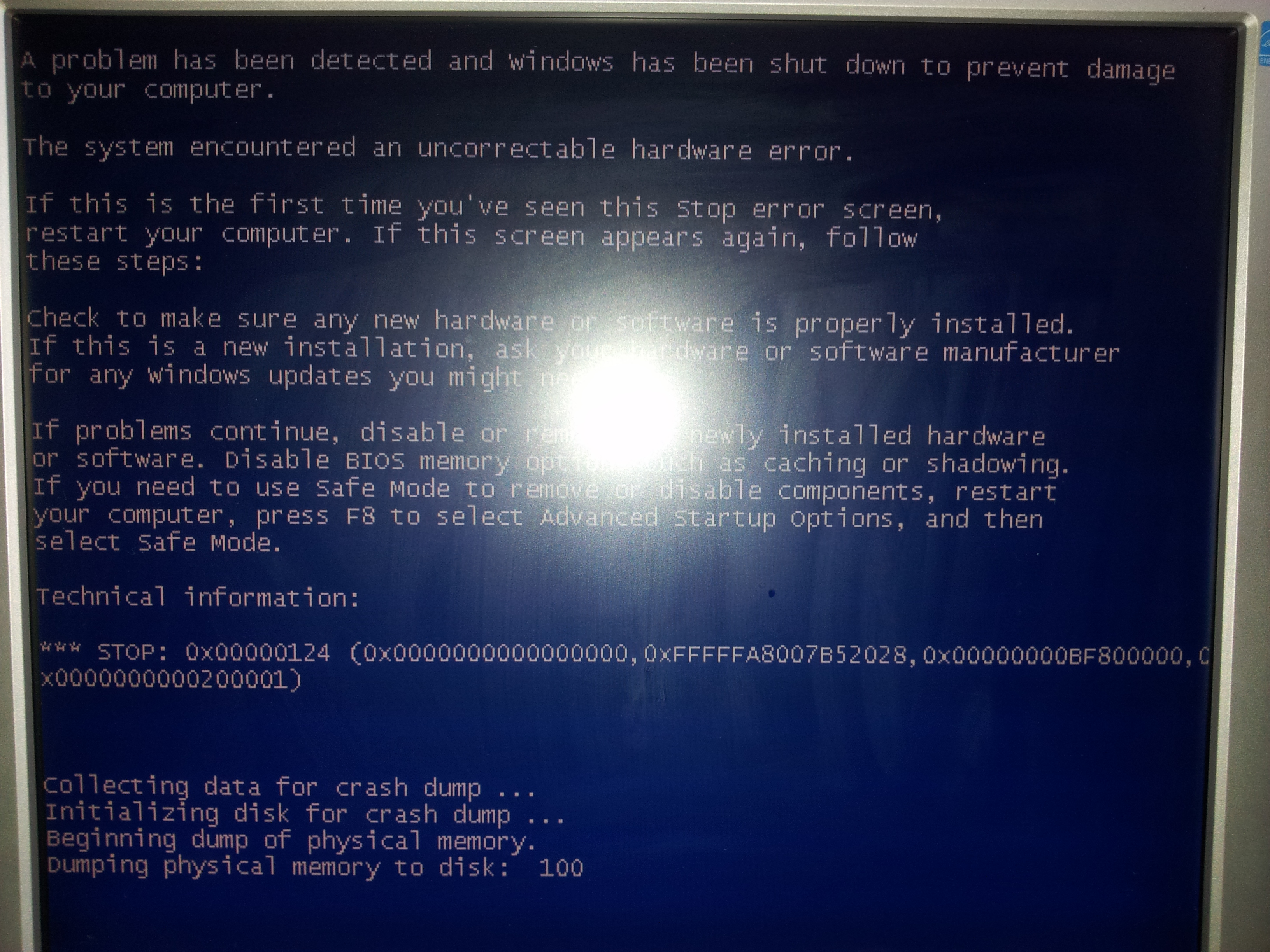 Windows 7 x64 SP1 - Bug Check 0x124: WHEA_UNCORRECTABLE_ERROR
