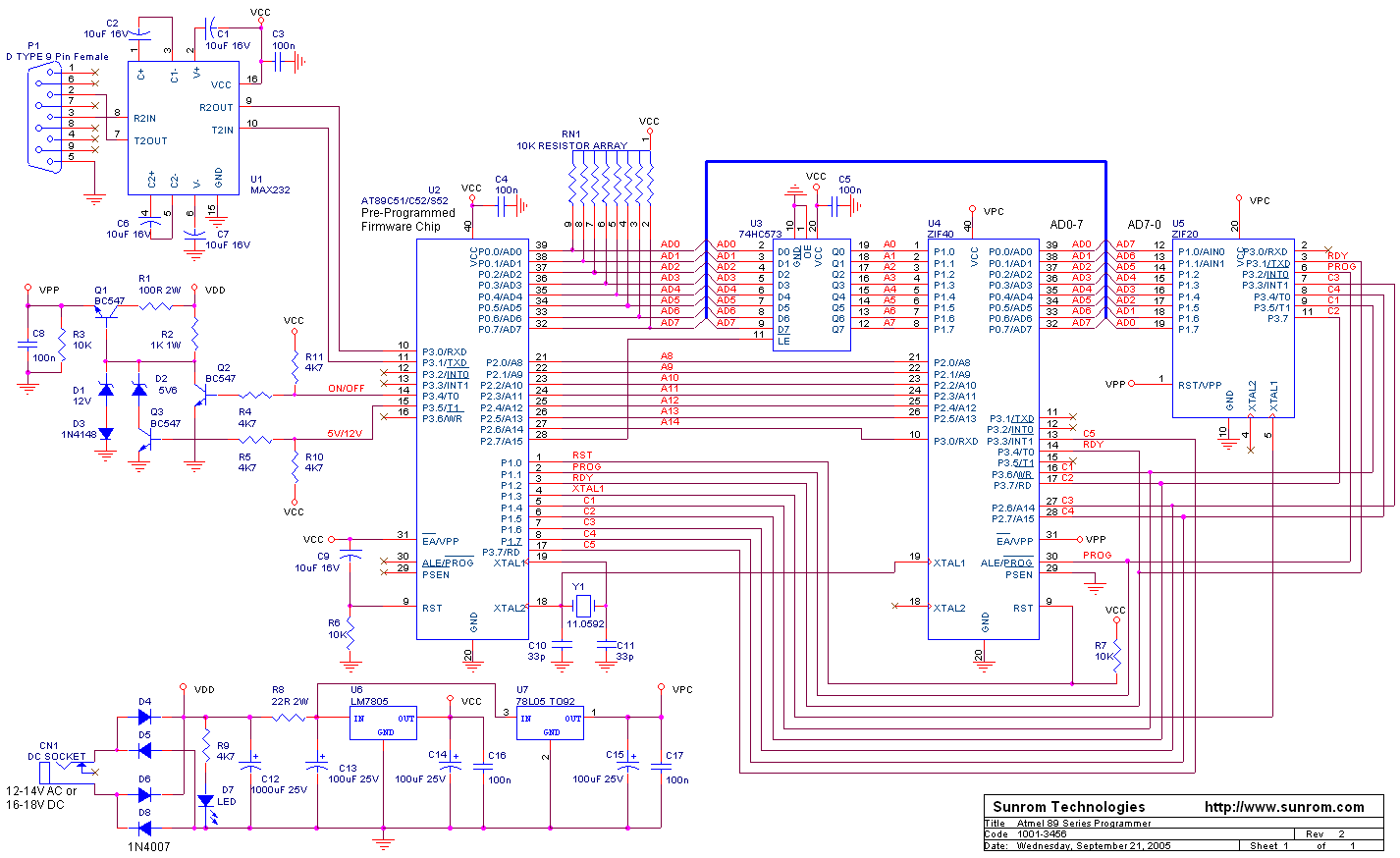 sunrom atmel 89 series programmer | Forum for Electronics