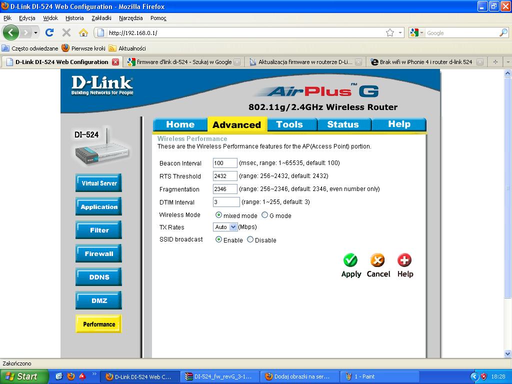 iPhone 4 nie łączy się z WiFi na routerze D-Link 524 i modemie Motorola ...