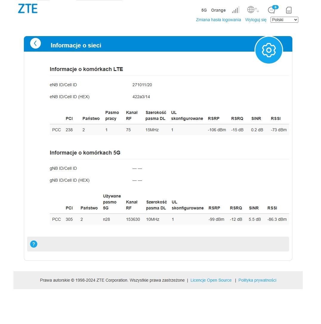 ZTE 889 – jak ustawić połączenie tylko z BTS Miłosław (5G n78, Orange)?