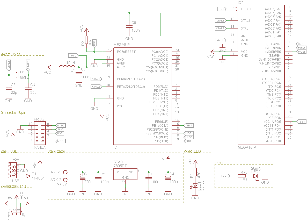 Jak poprawić PCB dla programatora USBasp z ATMega 8/16/88 w Eagle?