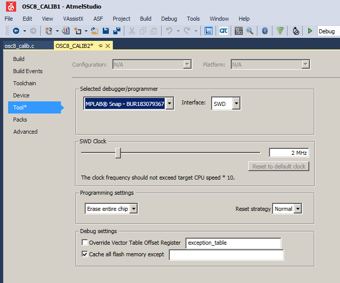 MPLAB snap nie działa w Atmel Studio 7 (Version: 7.0.2389 - )