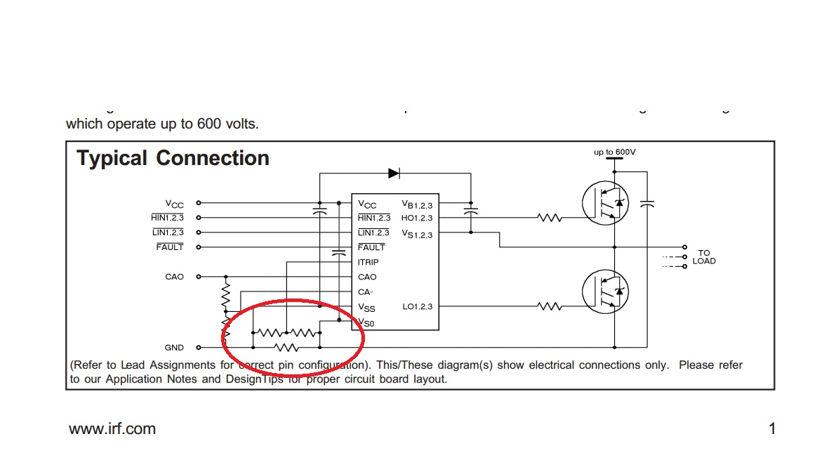 Jak dobrać rezystory do wykrywania przeciążeń w IR2130 falownika?