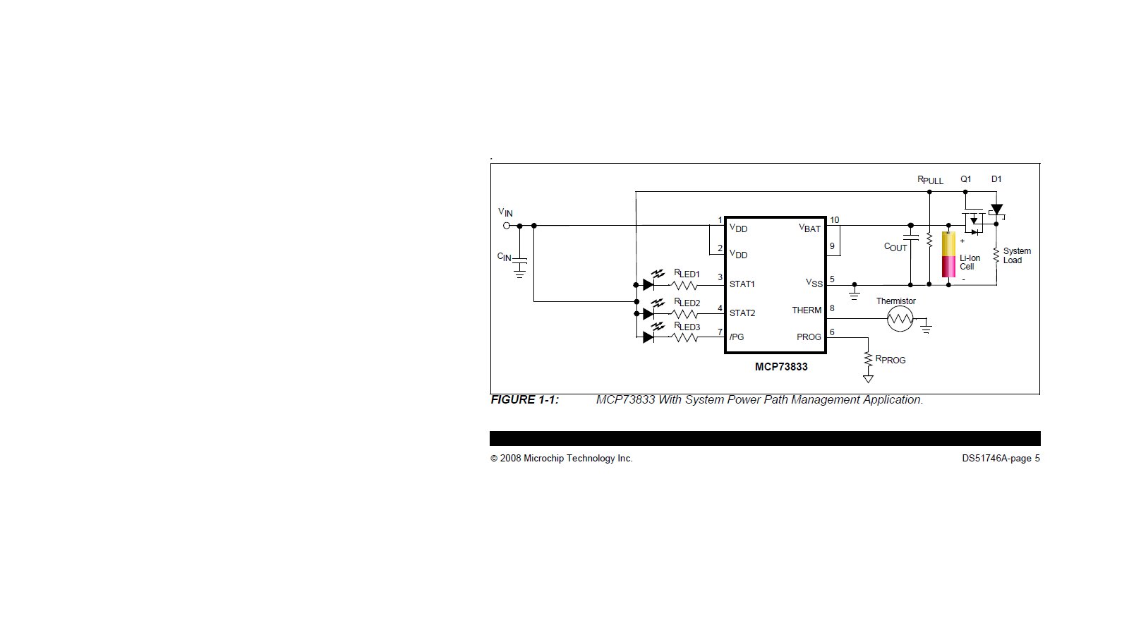 MCP73833 - Napięcie na wejściu do układu po zostawieniu wyłącznie aku.