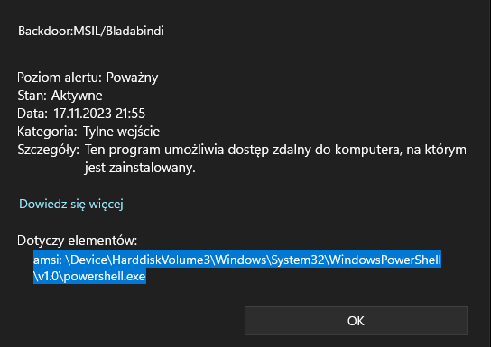 [Rozwiązano] Walka z wirusem "Backdoor:MSIL/Bladabindi".