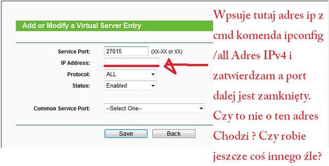 Jak poprawnie przekierować port 27015 na routerze TL-WR941ND?
