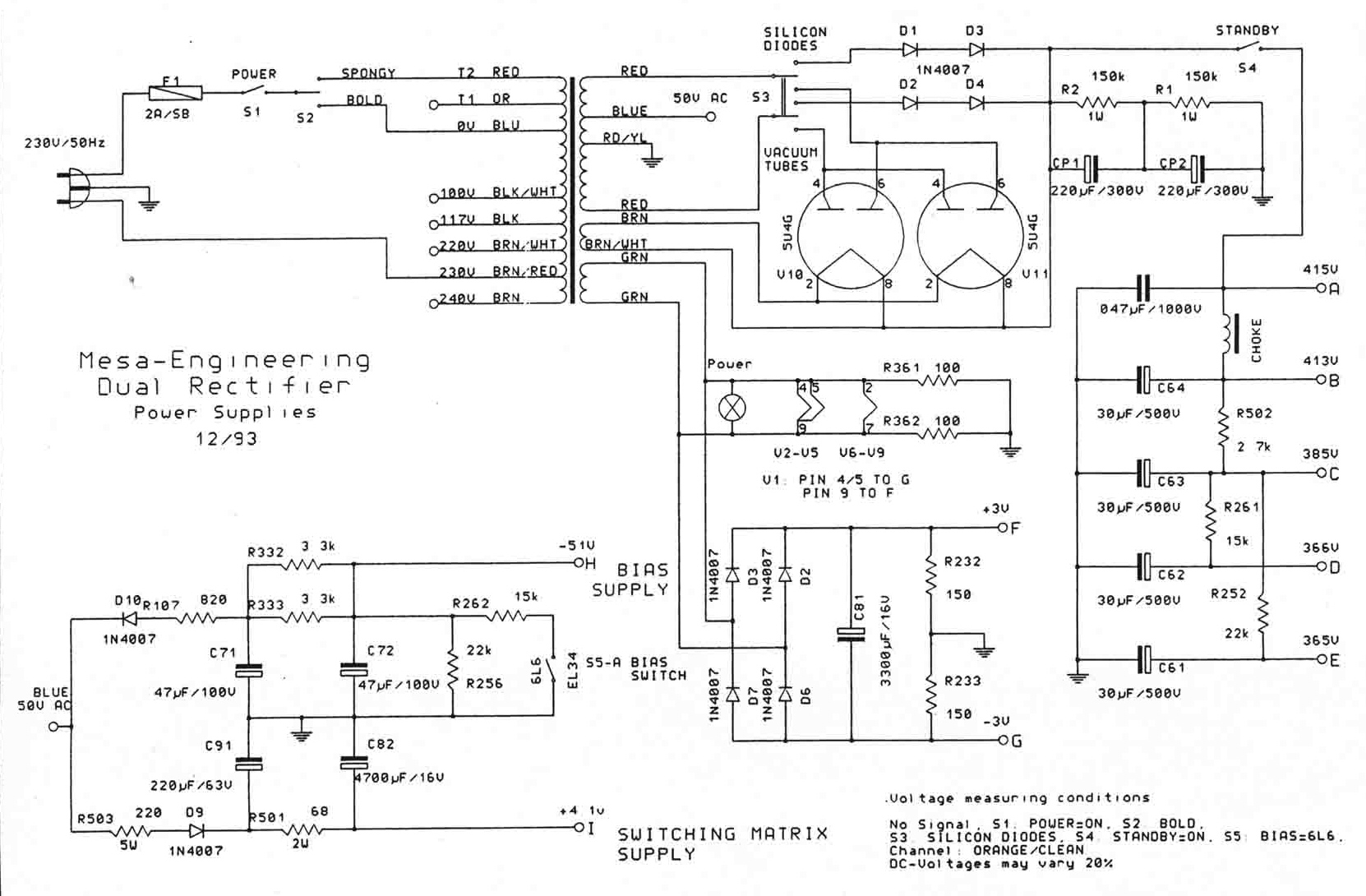 Mesa Rectifier Schematic Dual Rectifier