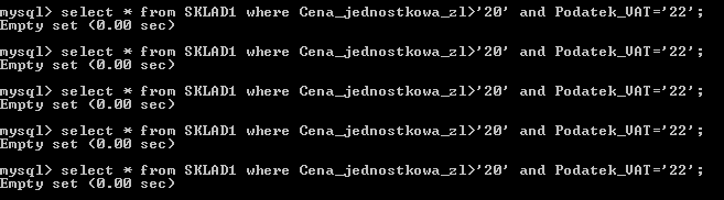 Bazy danych MySQL - Komunikat Empty set (0.00 sec).