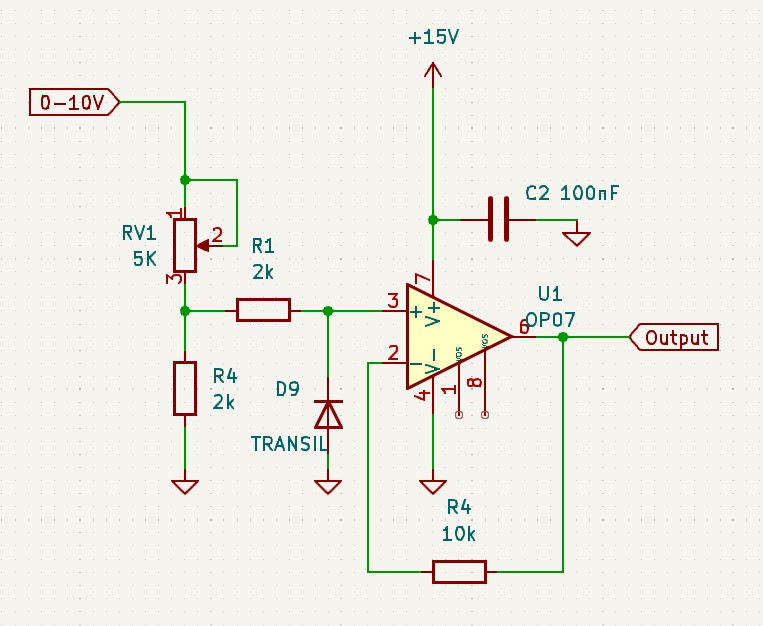 Wtórnik napięciowy na OP07 - nieliniowe napięcie wyjściowe 1.6V-3.3V zamiast 0V-3.3V