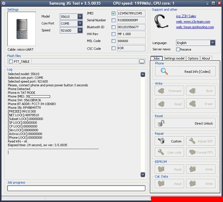 Box z3x - problem ze zdjęciem simlock na Samsung S5610