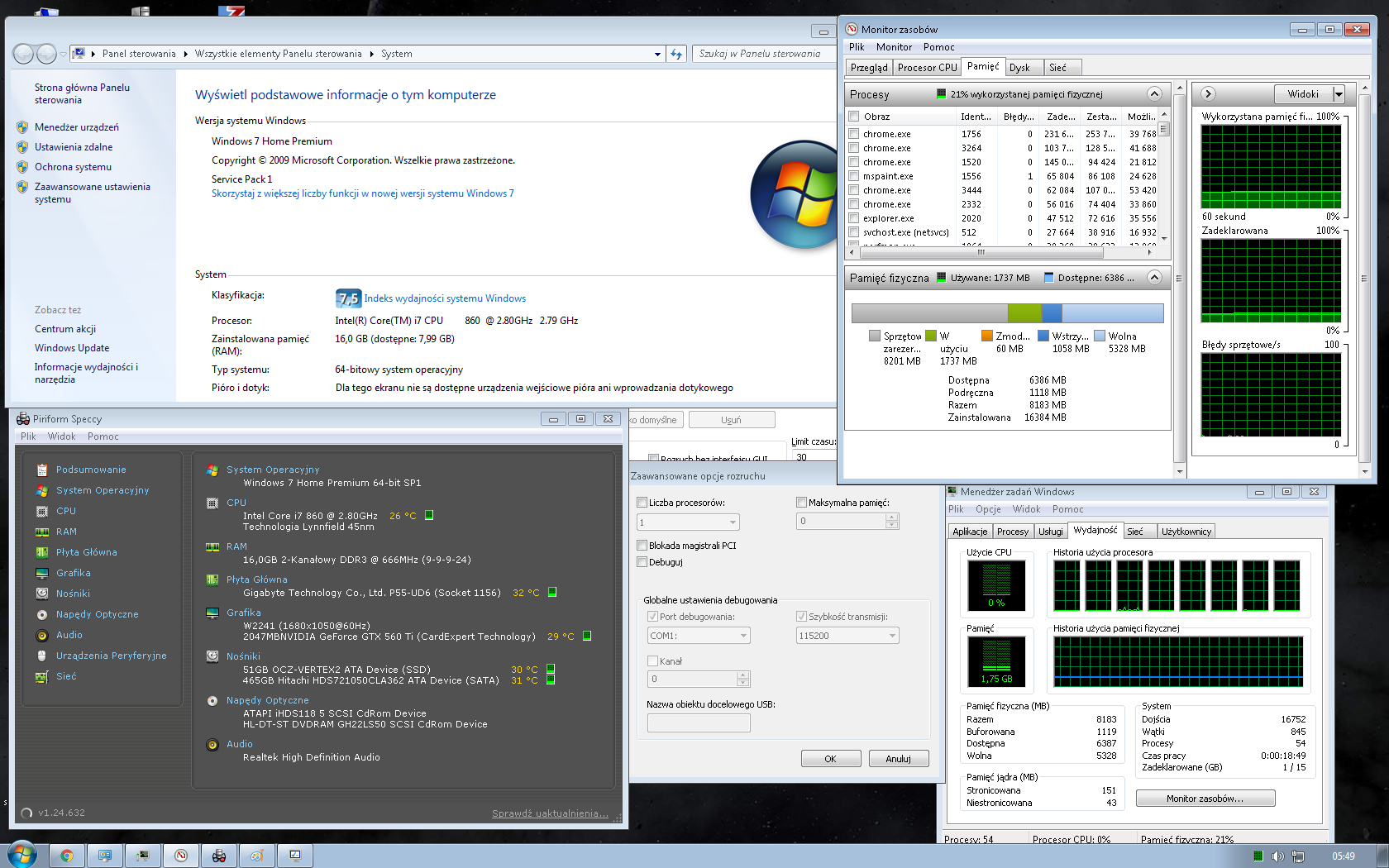 Windows 7 Home Premium SP1 64bit - system widzi tylko połowę pamięci RAM