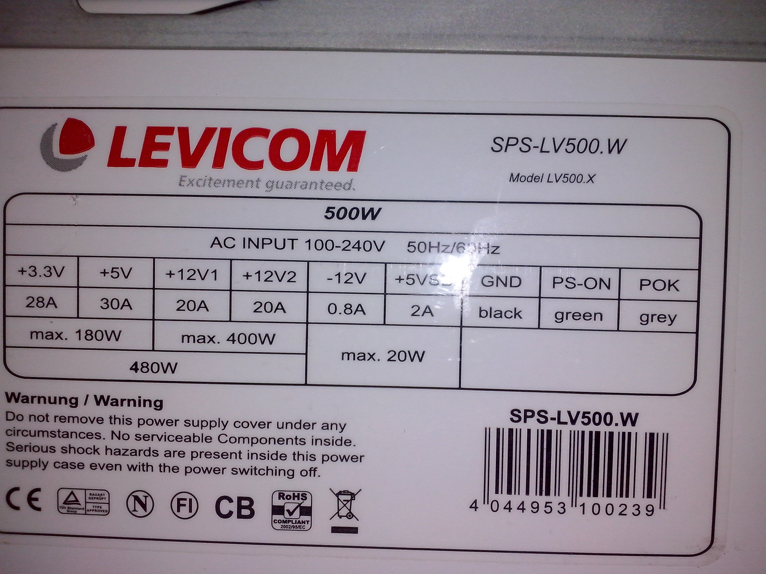 Czy warto kupić używany zasilacz Levicom LV500.X 500W za 90 zł?