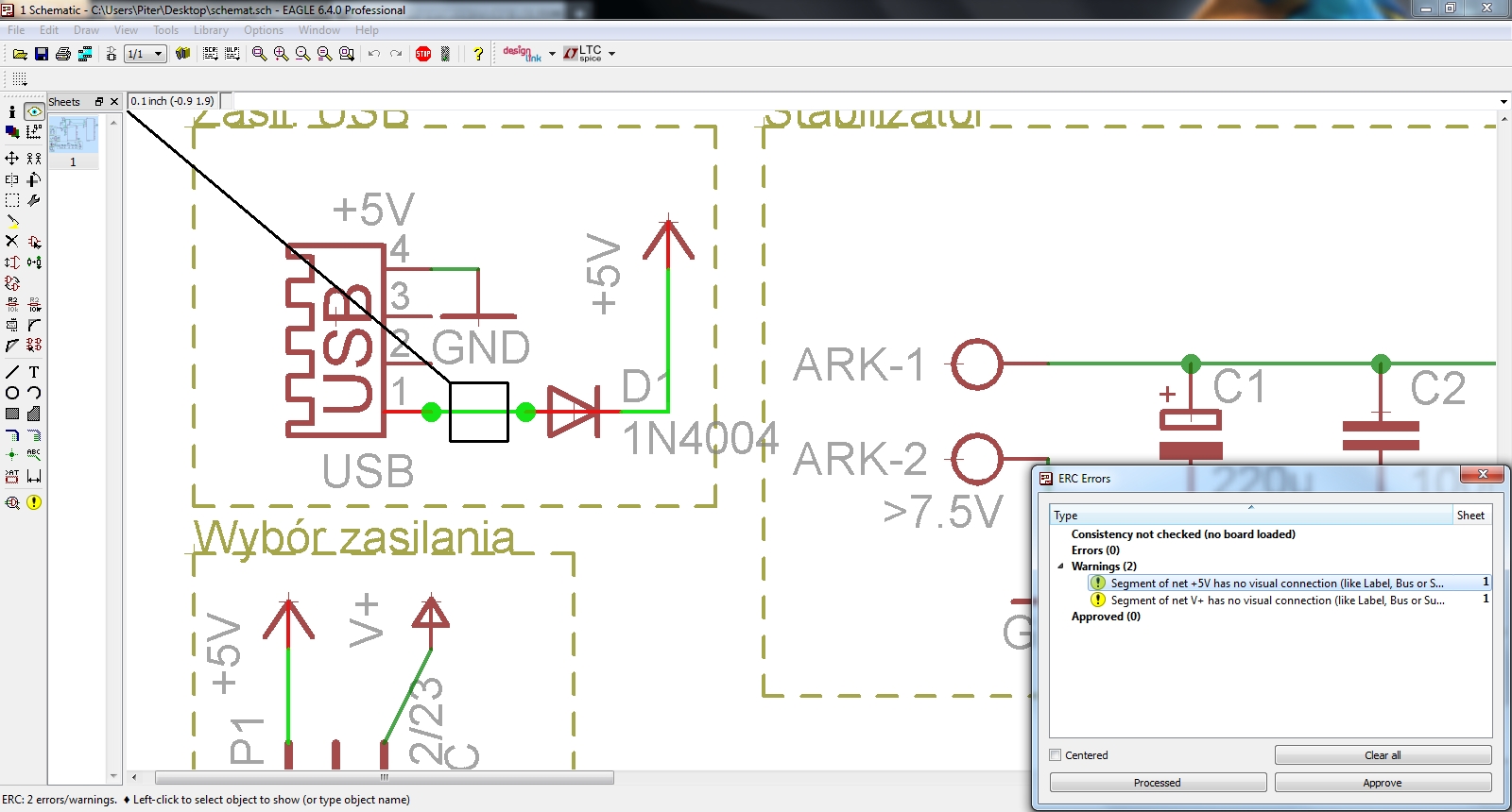 Jak poprawić PCB dla programatora USBasp z ATMega 8/16/88 w Eagle?