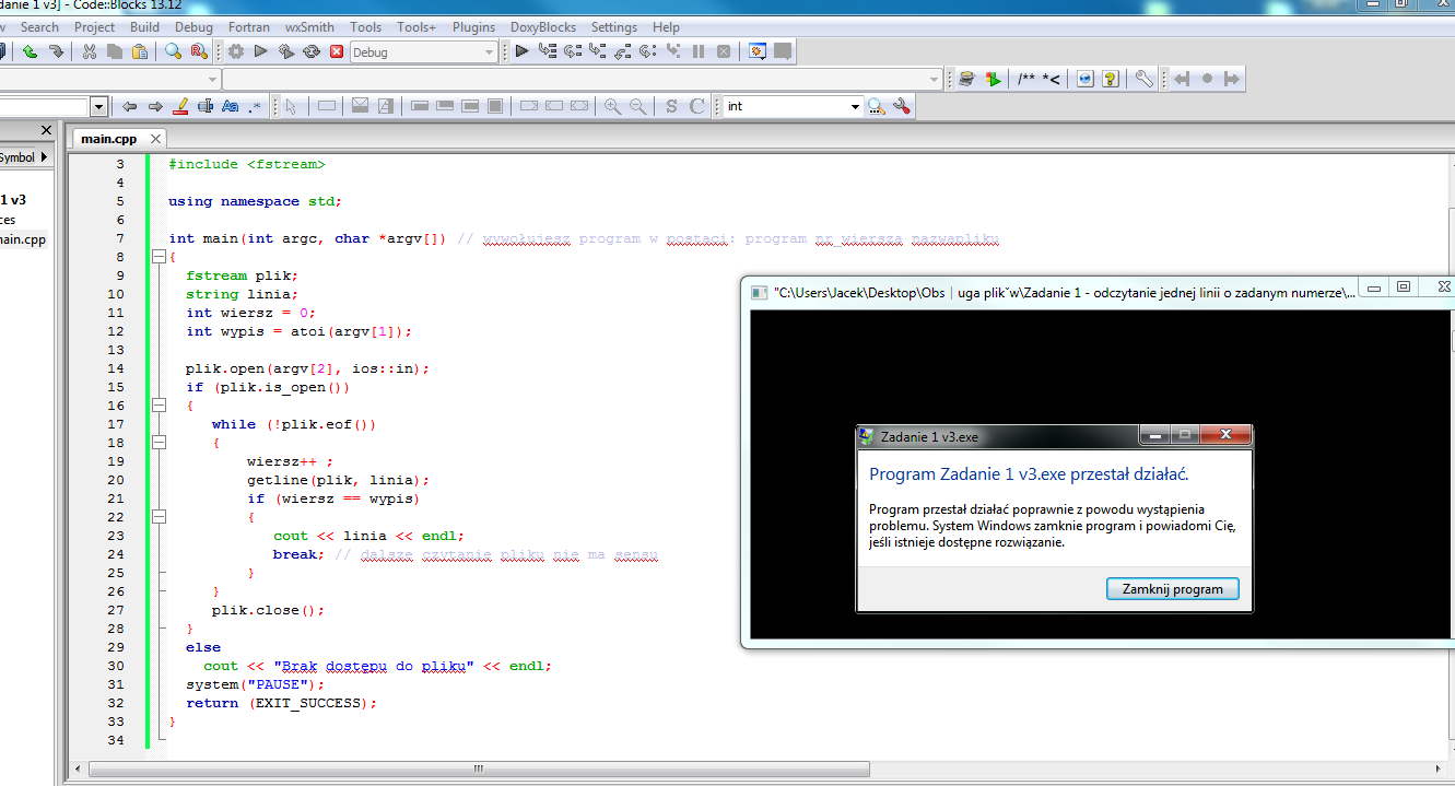 C++ - Wyświetlanie linii zadanej przez użytkownika z pliku tekstowego