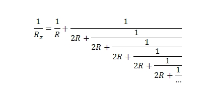 Nieskończenie długie połączenie rezystorów, jak obliczyć Rz?