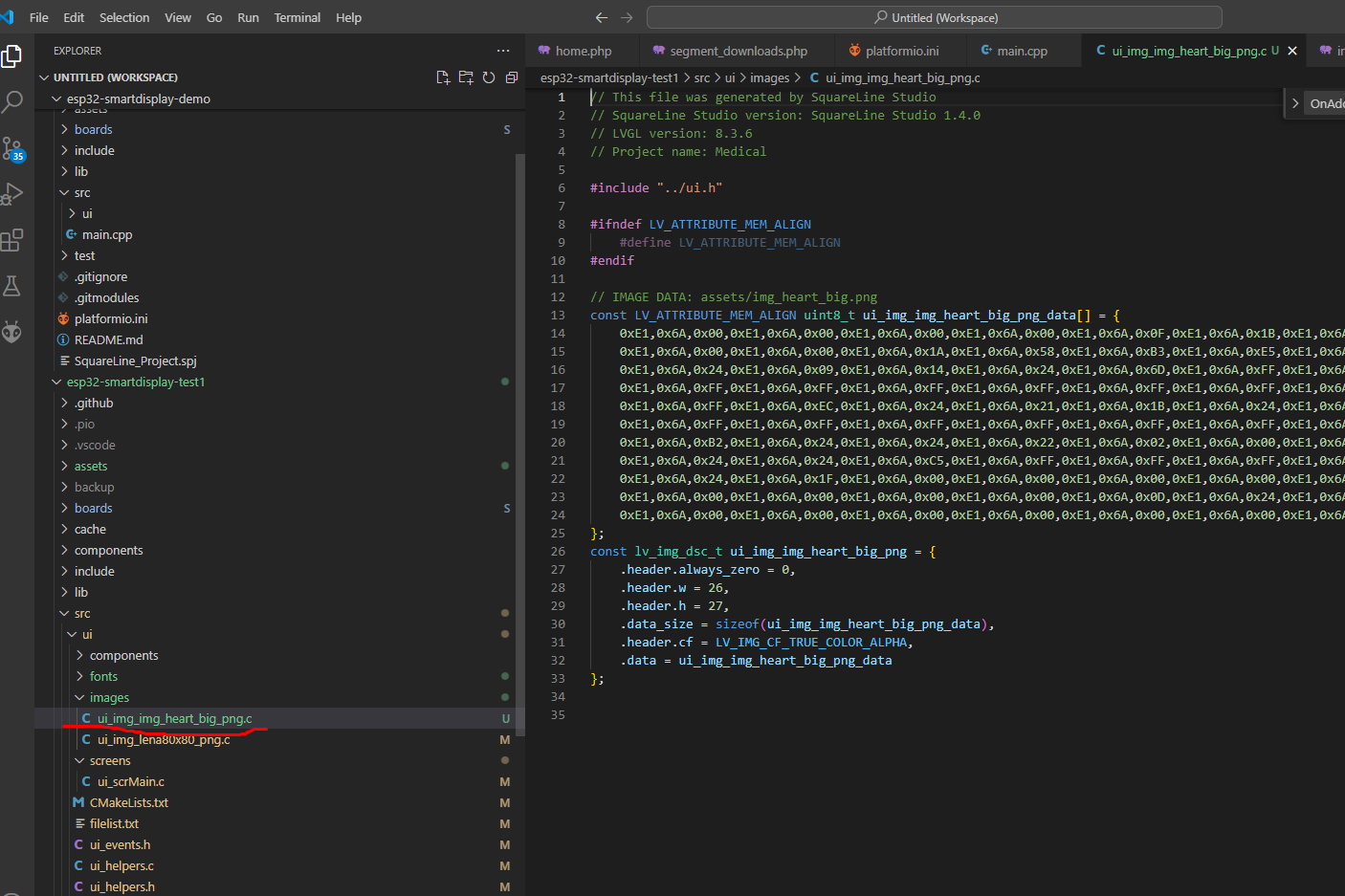 ESP32 and touch display - part 5 - LVGL in SquareLine Studio