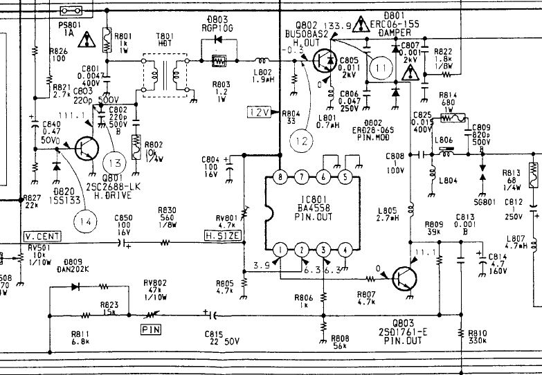 SONY KV-M2101K SCC-E50H-A – jaka wartość rezystora R801 przy różnych ...