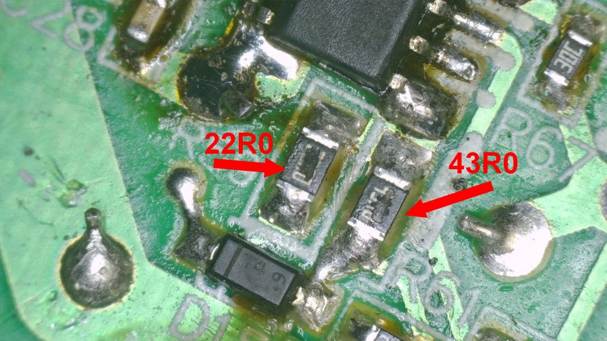 Wartości rezystorów R59, R61 i R70 w ładowarce Ryobi RC18150 - jakie?