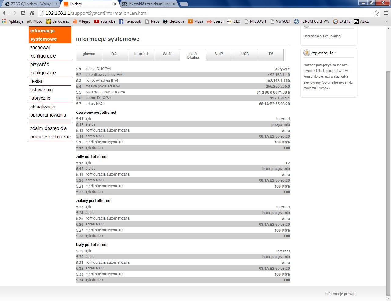 ZTE/2.0/Livebox - Jak skonfigurować D-Link jako główny router z ...